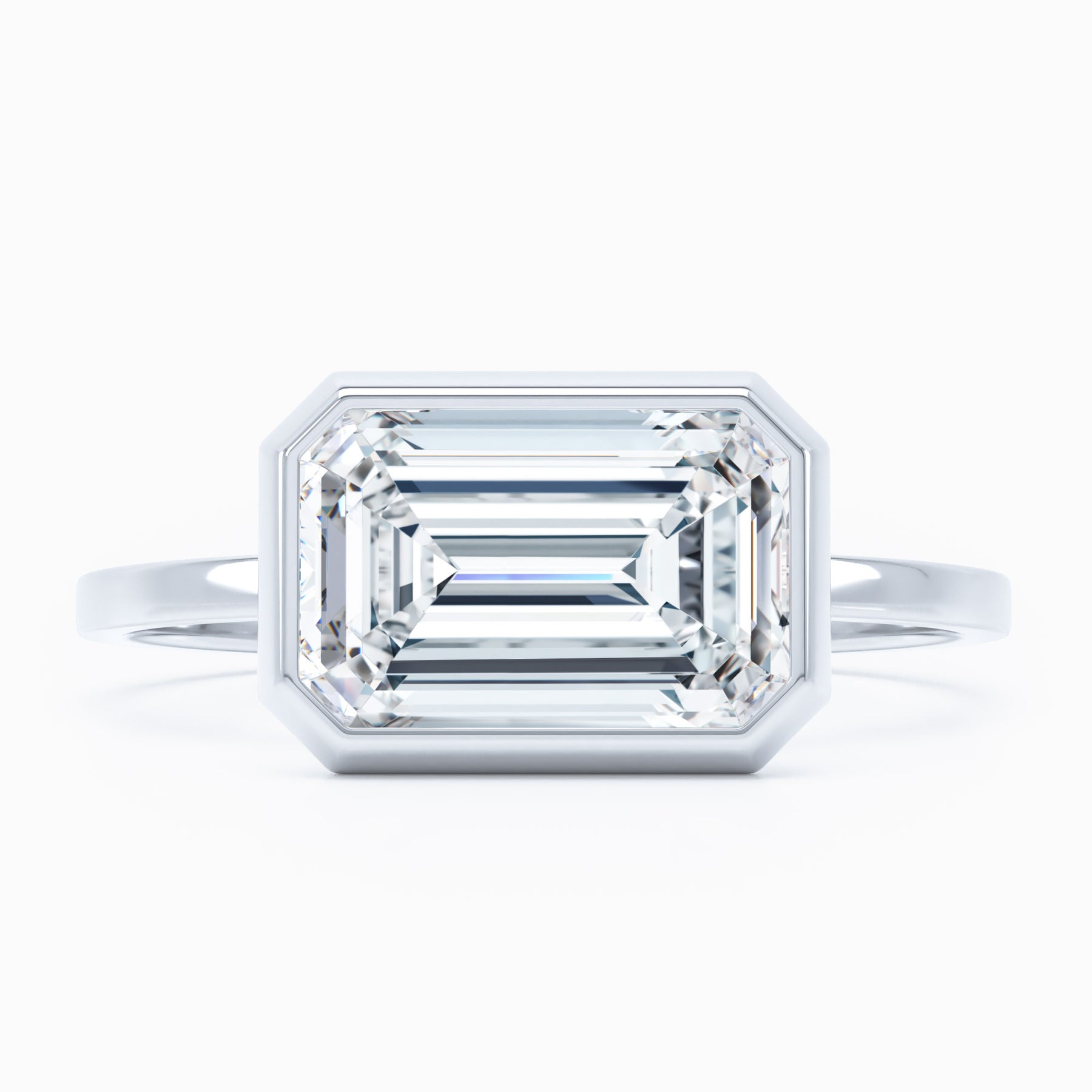 Bezel-Set East-West - Emerald Cut Engagement Ring – Mavilo